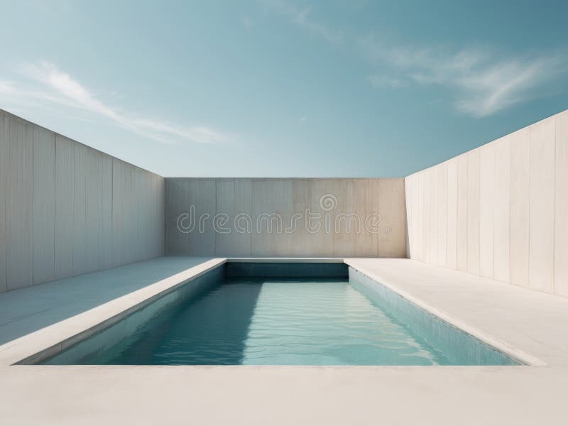 Rectangular Concrete Platform Middle Swimming Pool Stock Photos - Free ...