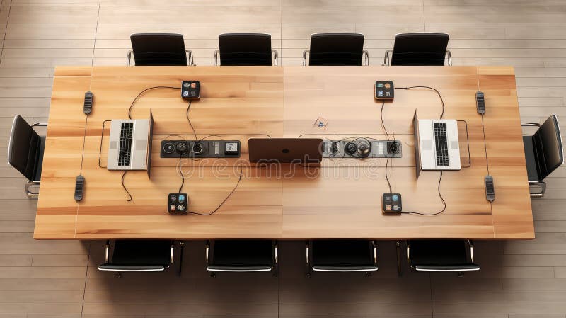 Rectangular Conference Table Top View Stock Illustration - Illustration ...