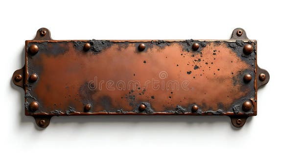 Rectangular Copper Plate with Rivets and Corrosion Marks Stock ...