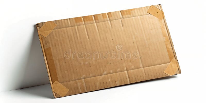Rectangular Corrugated Cardboard with Brown Tape on White Background ...