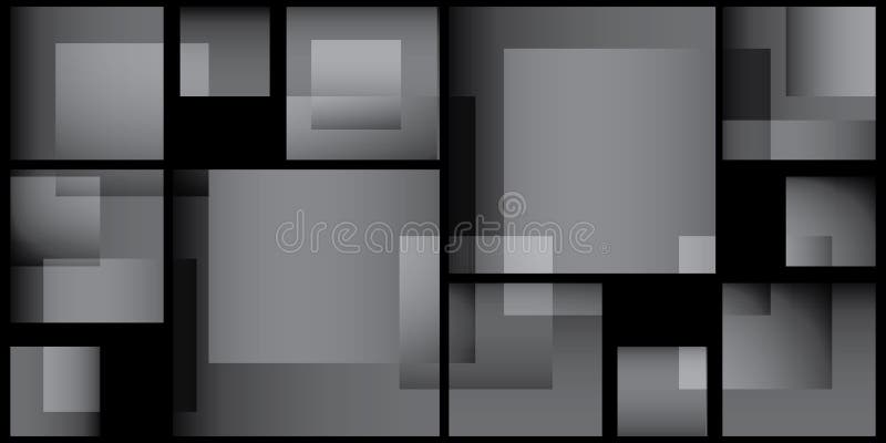 Rectangular 3D Tiled Frames of Various Sizes, Colored in Shades of Gray ...