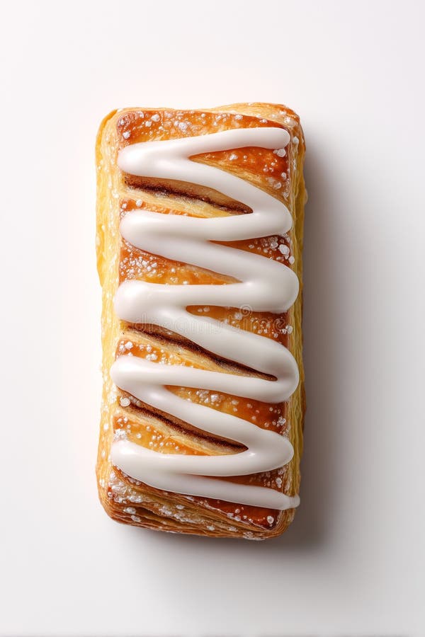 Rectangular Danish Pastry Topped with Icing Rests on a Clean White ...