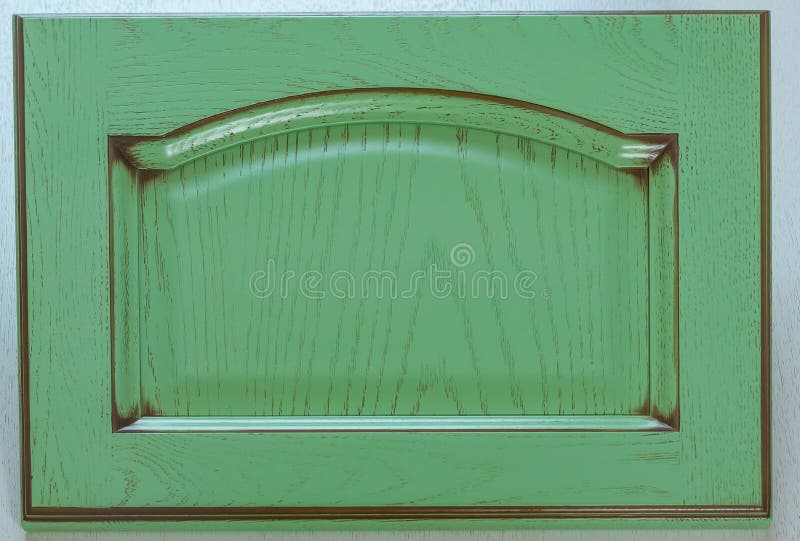 Rectangular Dark Green Kitchen Facade Close-up. Background of Turquoise ...