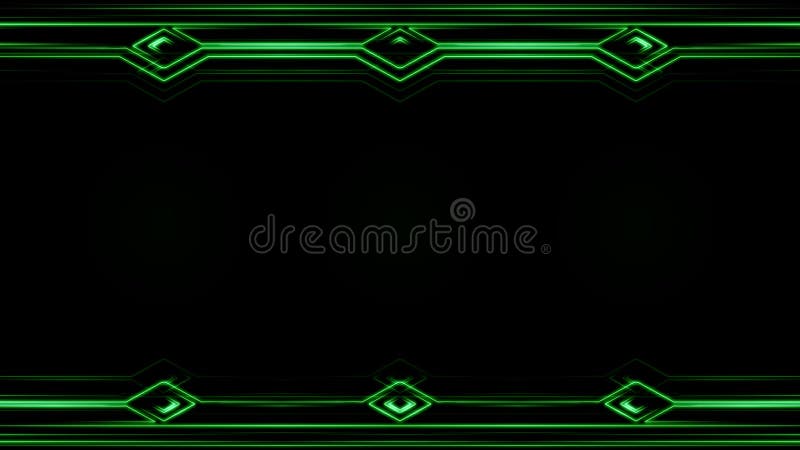 Rectangular Decorated Colorful Neon Glowing Green Frame, Horizontal ...