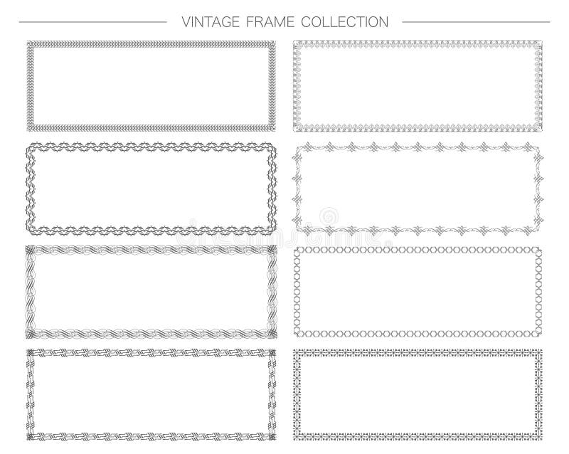 Vector Rectangular Decorative Vintage Frame Set Isolated on a White ...