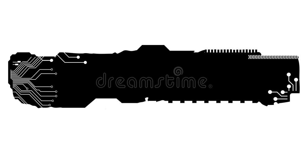 Rectangular Design Element Silhouette in Tech Style Isolated on White ...