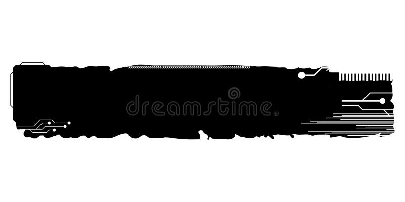 Rectangular Design Element Silhouette in Tech Style Isolated on White ...