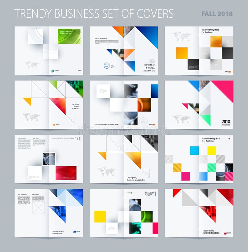 Square Design Presentation Template with Colourful Rectangles Shadows ...