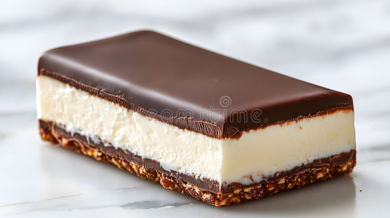 Creamy Vanilla Layered Dessert Topped with Rich Chocolate on a Marble ...