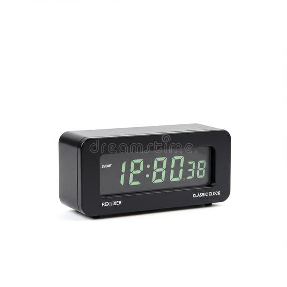 Rectangular Digital Clock in Black with a Green LED Display Showing an ...