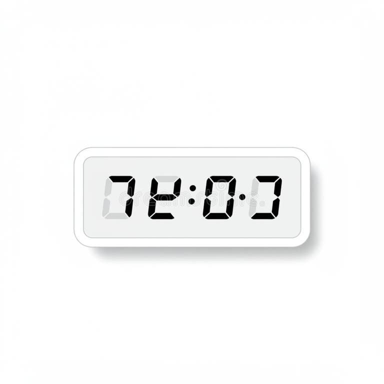 Rectangular Digital Clock Features a White Casing and Displays "00:00 ...