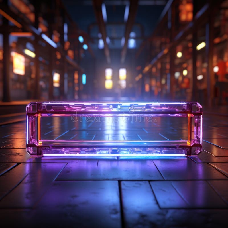 Rectangular Digital Design with Glowing Neon Texture and Elegant ...