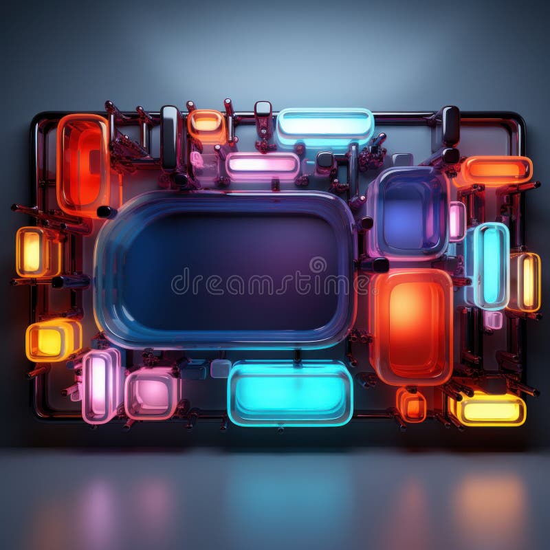 Rectangular Digital Design with Glowing Neon Texture and Elegant ...