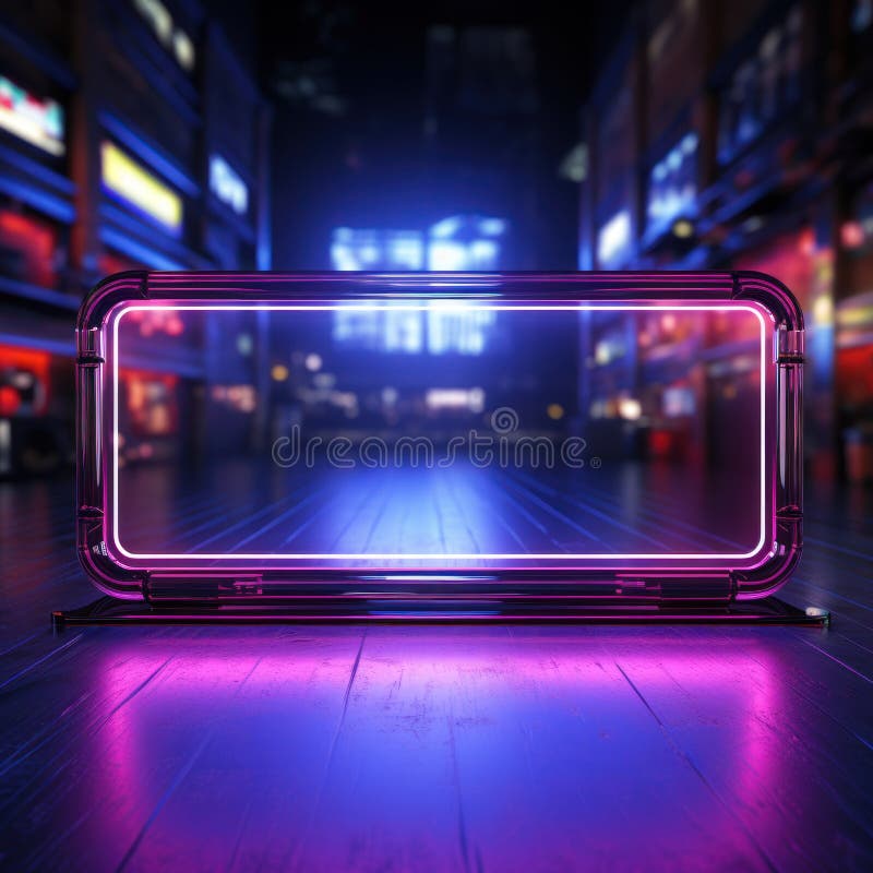 Rectangular Digital Design with Glowing Neon Texture and Elegant ...