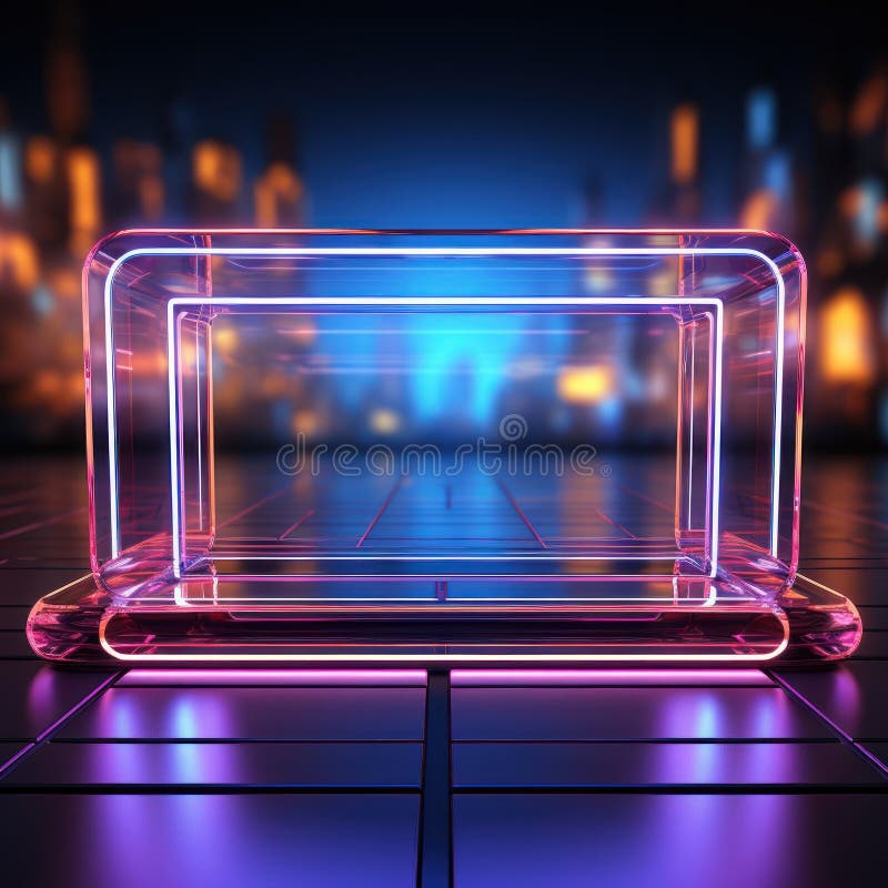 Rectangular Digital Design with Glowing Neon Texture and Elegant ...