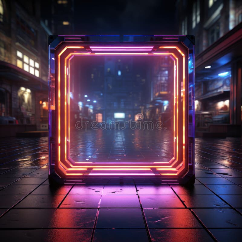 Rectangular Digital Design with Glowing Neon Texture and Elegant ...