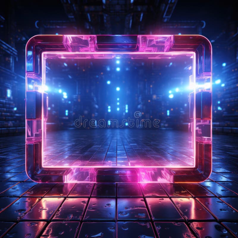 Rectangular Digital Design with Glowing Neon Texture and Elegant ...