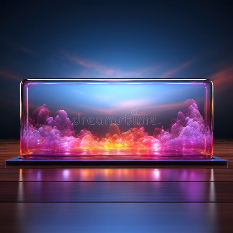 Rectangular Digital Design with Glowing Neon Texture and Elegant ...