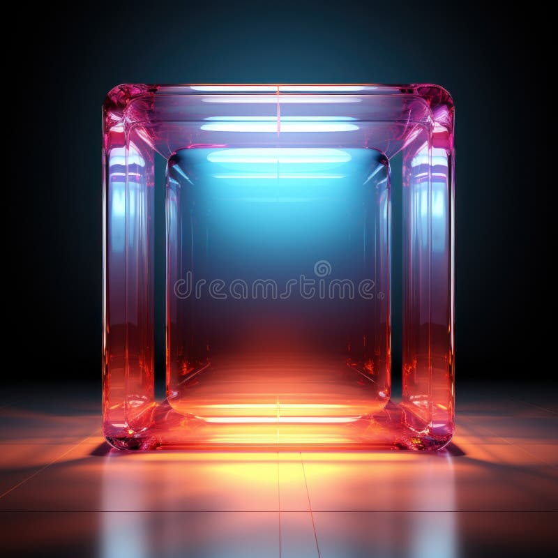 Rectangular Digital Design with Glowing Neon Texture and Elegant ...