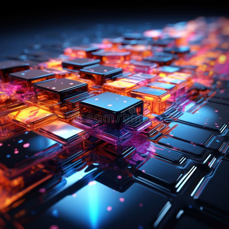 Rectangular Digital Design with Glowing Neon Texture and Elegant ...