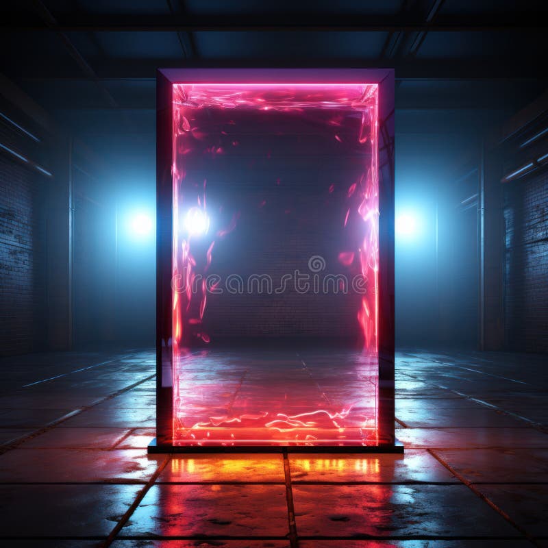 Rectangular Digital Design with Glowing Neon Texture and Elegant ...