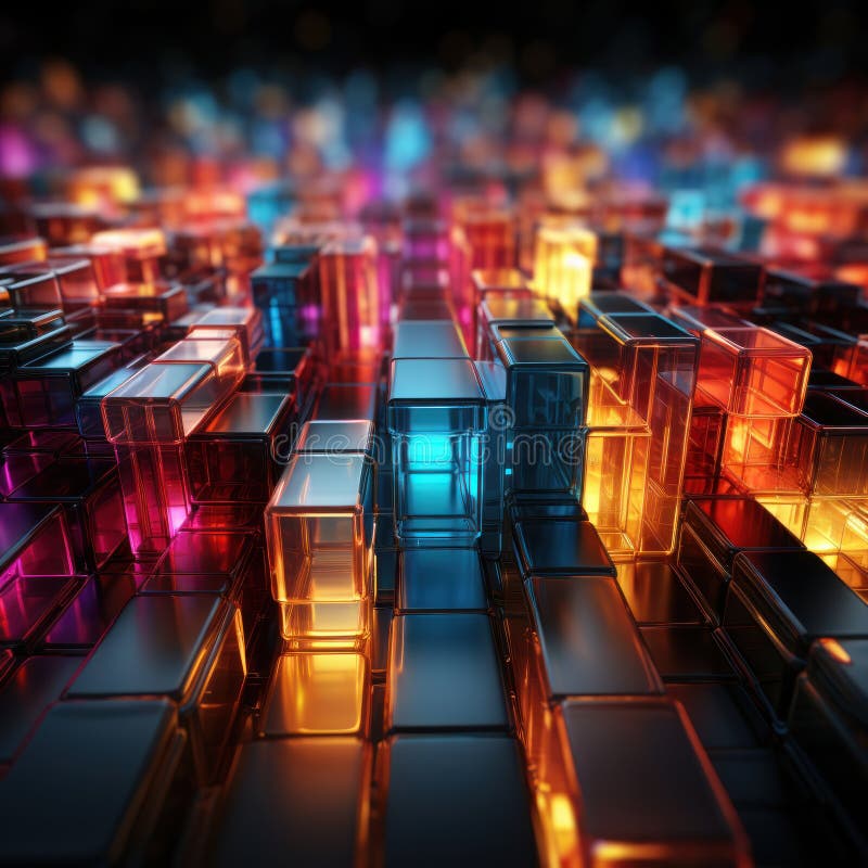 Rectangular Digital Design with Glowing Neon Texture and Elegant ...