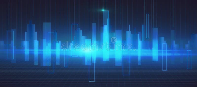 Rectangular Digital Figures with Blue Lines on Dark Background As ...