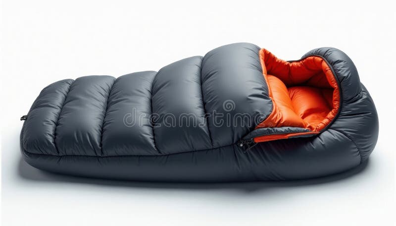 Rectangular Down Sleeping Bag Grey Zipper Detail Grey Gear Stock ...