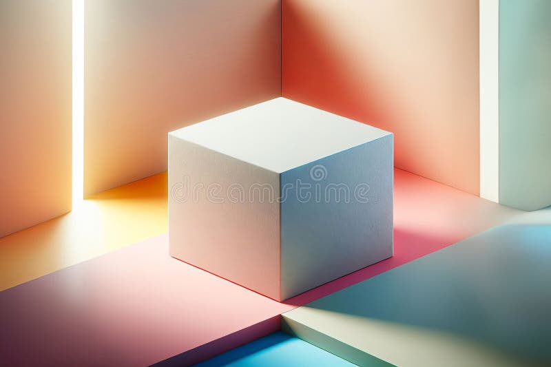 Rectangular Drywall Box Platform on Solid Color Surface, Colors Forms ...