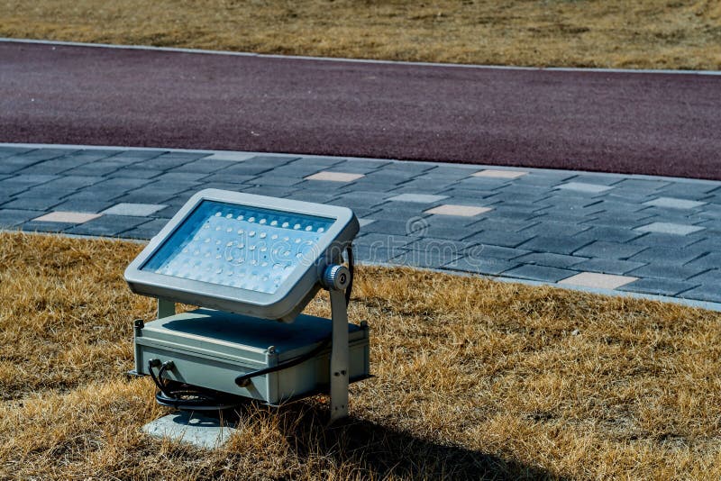 Rectangular Electric LED Flood Light Stock Image - Image of industrial ...