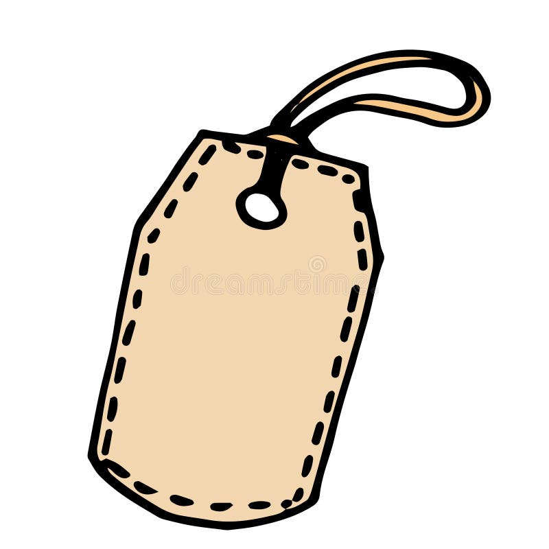 Rectangular Empty Gift Tag. Hand-drawn in a Doodle Style, Black Outline ...