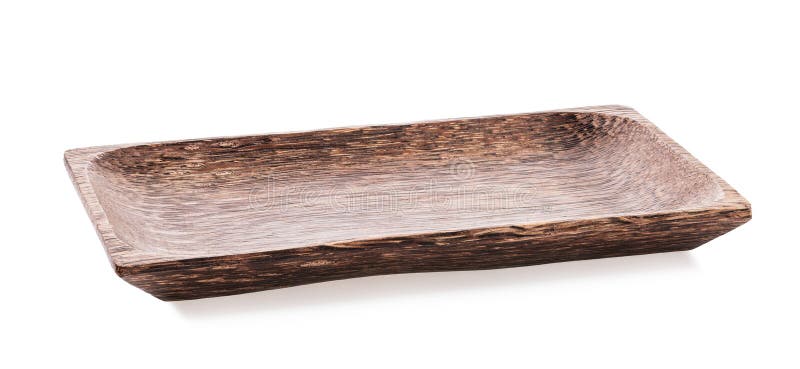 Rectangular Empty Wooden Plate Isolated on White Background. the Dish ...