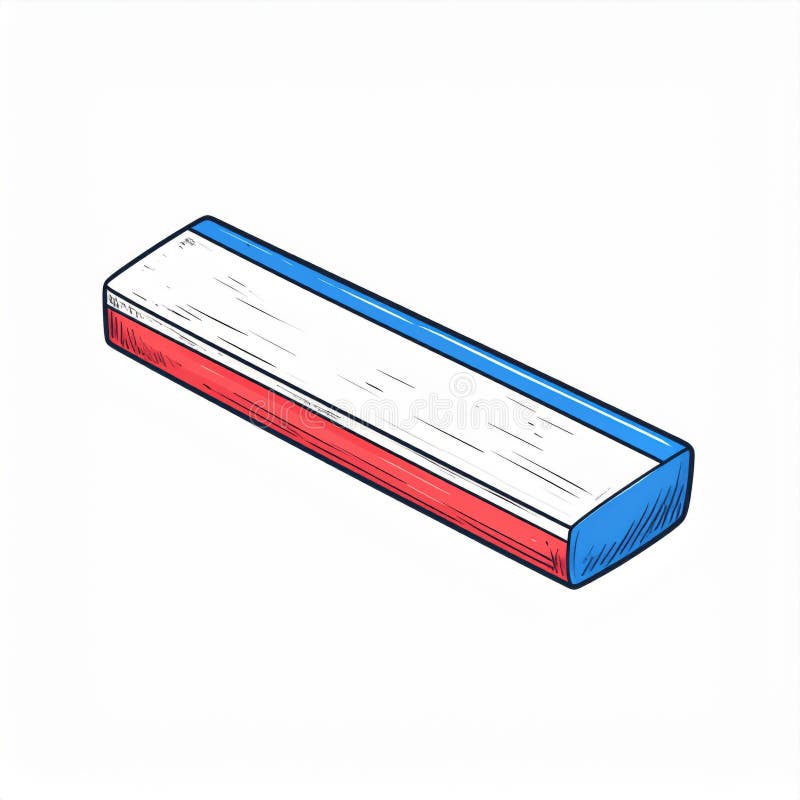 Rectangular Eraser Illustration with Blue Red White Stock Illustration ...