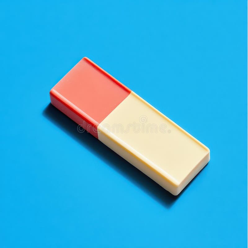 Colored Eraser on Vibrant Blue Surface Stock Image - Image of ...