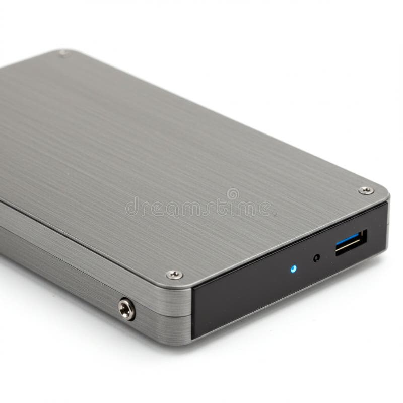 Rectangular External Hard Drive or Enclosure with a Brushed Metallic ...