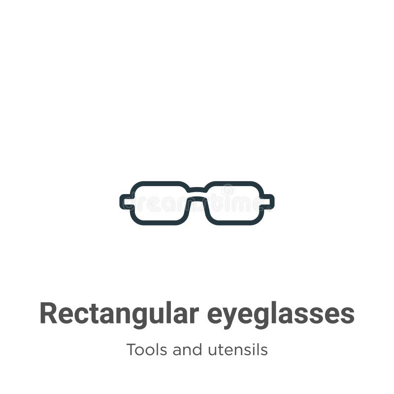 Rectangular Eyeglasses Outline Vector Icon. Thin Line Black Rectangular Eyeglasses Icon, Flat ...
