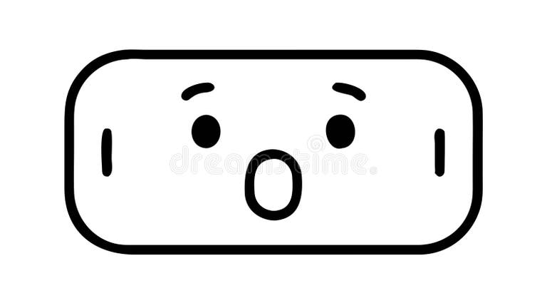 Rectangular Face Expression Outline Vector Icon Character, Vector ...