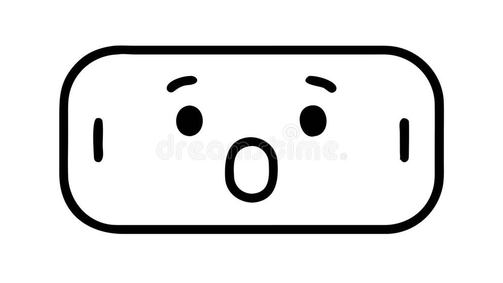 Rectangular Face Expression Outline Vector Icon Character, Vector ...