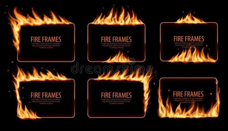 Rectangular Fire Frames, Vector Burning Borders Stock Vector ...