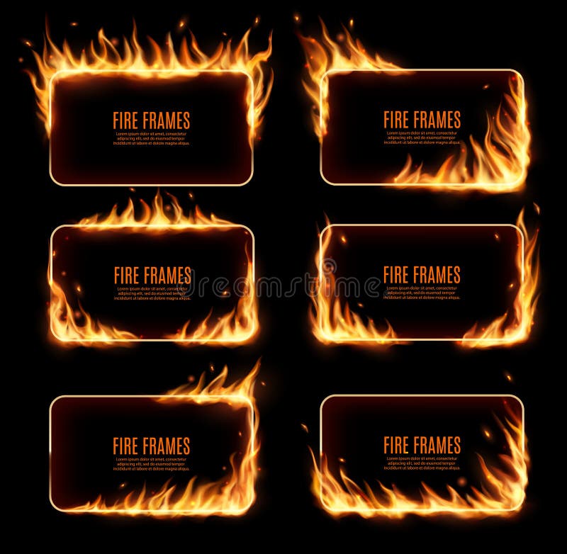 Rectangular Fire Frames, Vector Burning Borders Stock Vector ...
