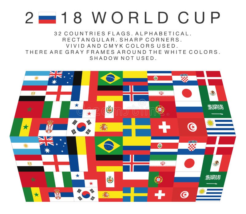Rectangular Flags of 2018 World Cup Countries Editorial Photo ...