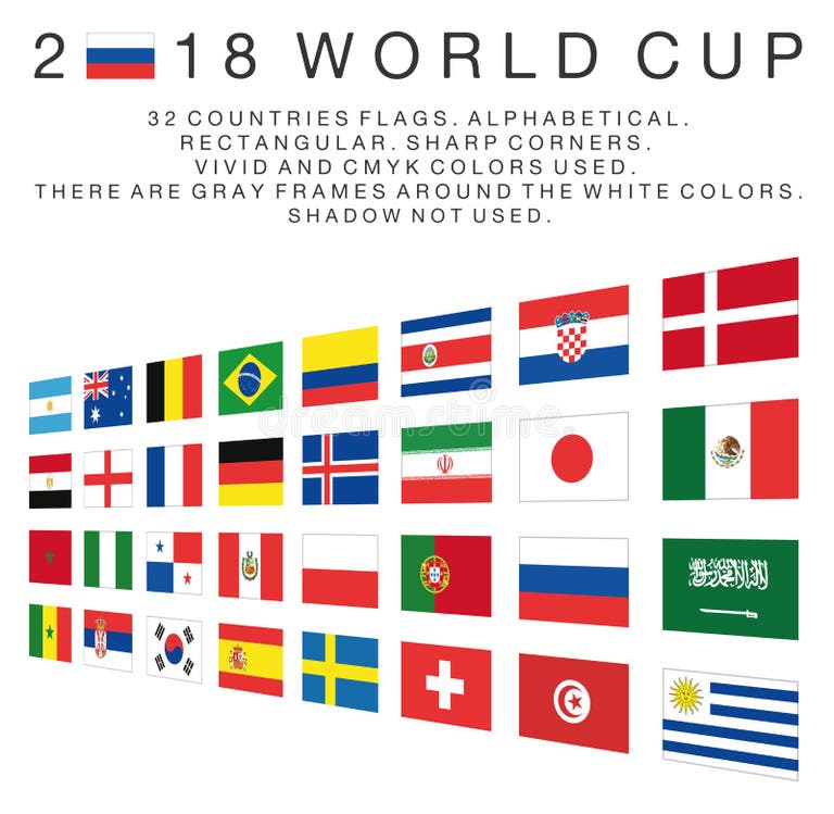 Rectangular Flags of 2018 World Cup Countries Editorial Photography ...