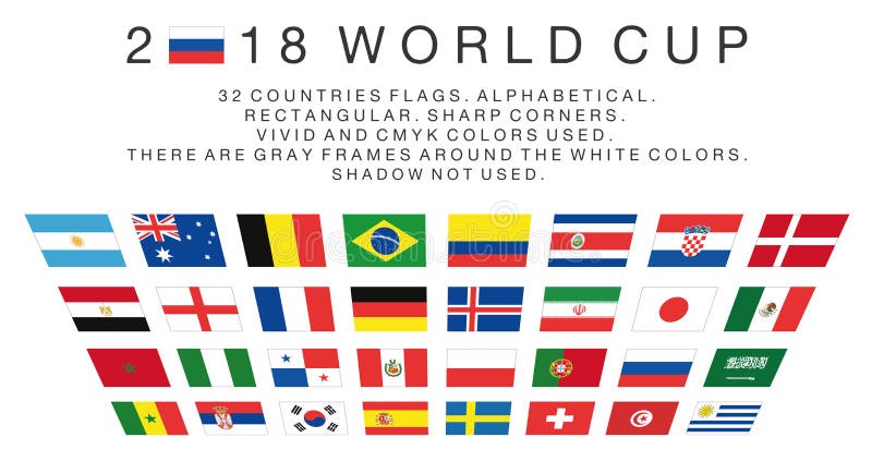 Rectangular Flags of 2018 World Cup Countries Editorial Photo ...