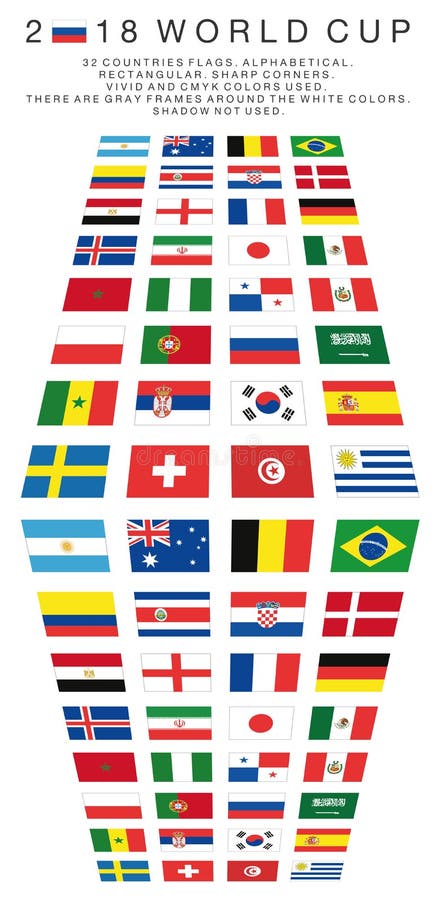 Rectangular Flags of 2018 World Cup Countries Editorial Stock Photo ...