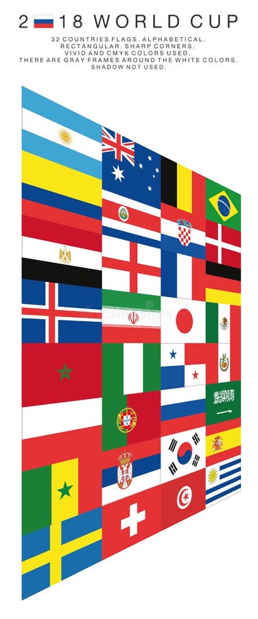 Rectangular Flags of 2018 World Cup Countries Editorial Photo ...