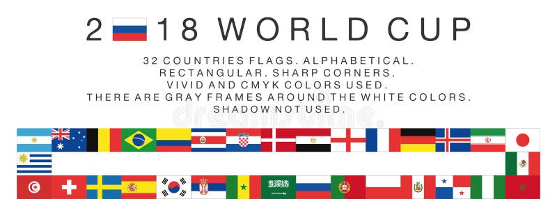 Rectangular Flags of 2018 World Cup Countries Editorial Stock Image ...