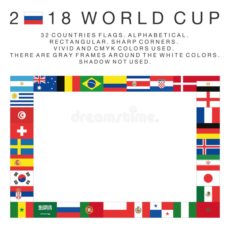 Rectangular Flags of 2018 World Cup Countries Editorial Stock Photo ...