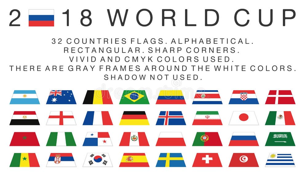 Rectangular Flags of 2018 World Cup Countries Editorial Image ...