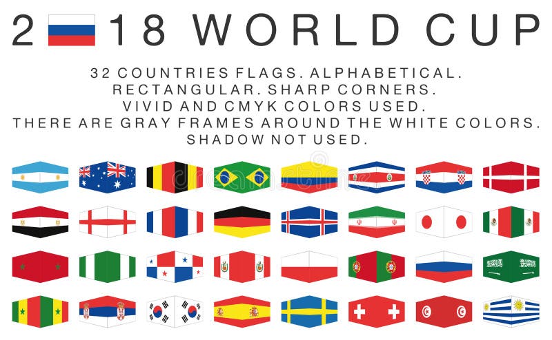 Rectangular Flags of 2018 World Cup Countries Editorial Photography ...