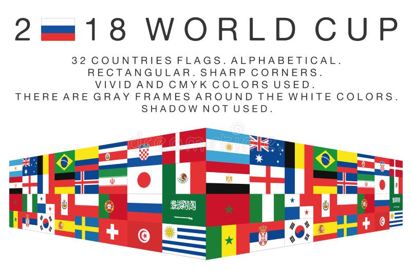 Rectangular Flags of 2018 World Cup Countries Editorial Image ...